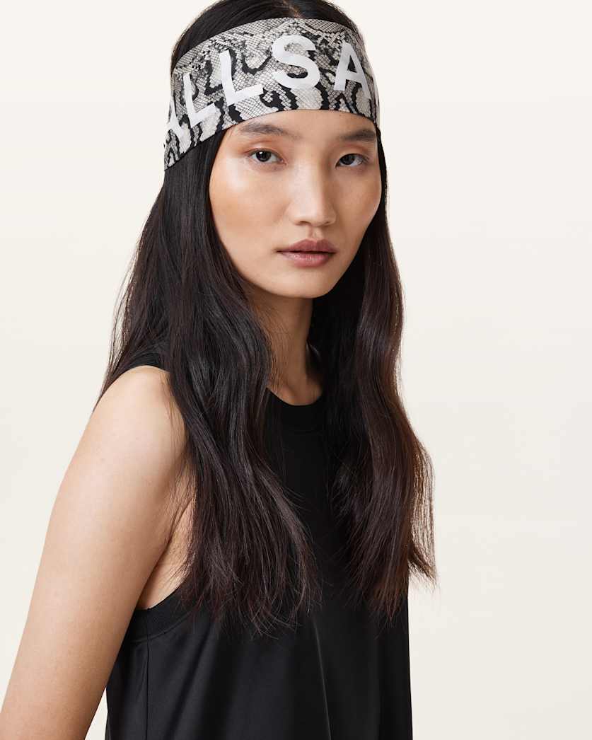 Flow Snake Print Logo Headscarf ECRU WHITE | ALLSAINTS